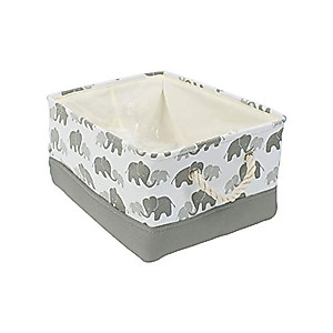 uxcell Storage Basket Bin with Cotton Handles, Fabric Storage with Drawstring Closure for Clothes Towel Toys Organizer,Laundry Basket for Home Shelves Closet Gray Medium