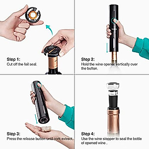 Hotder Electric Wine Opener, Automatic 3-in-1 Wine Bottle Opener Kit, Battery Operated Electric Corkscrew, Foil Cutter, Wine Plug, As Gift for Wine Lovers, Suitable for Home, Bar and Party