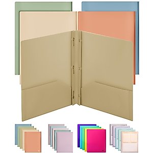 Mr. Pen- Plastic Folders with Pockets and Prong, 5 Pack, Vintage Colors, Pocket Folders, Folders with Prongs, File Folders with Fasteners, 2 Pocket Folder, Folder with Pockets, Two Pocket Folder