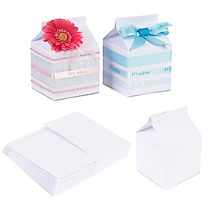 Pack of 48 White Party Favor Milk Cartons - Ready to Personalize Cafeteria Milk Gift Boxes for Wedding, Birthday Party, Baby Shower and Bridal Shower Favors (Size: 3" L x 3" W x 5" H)