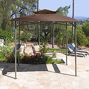 CROWN SHADES 8 x 5 Grill Gazebo Outdoor BBQ Gazebo Canopy, Assembly Process Without Any Tools, Very Easy (Coffee)