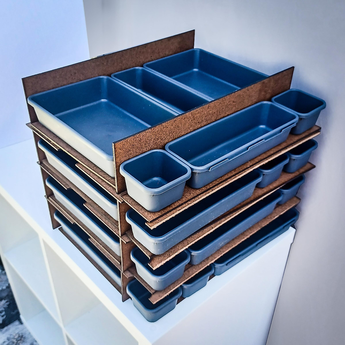 8-Section Insert with Slide-Out Bins, Compatible with IKEA KALLAX Shelf Unit