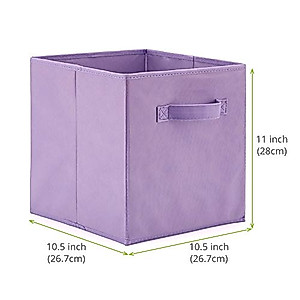EZOWare Set of 12 Foldable Basket Bin Collapsible Storage Cube For Nursery, Kids Toys Organizer, Shelf Cabinet - (Purple + Kale Green)