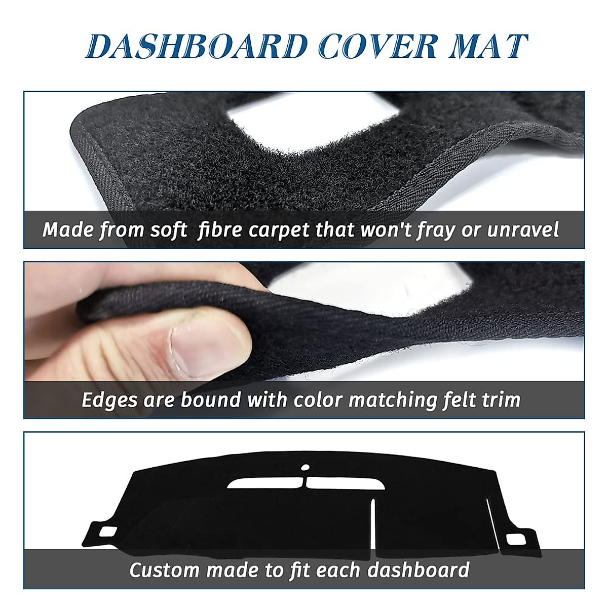 KEDAKEJI Black Dash Cover Mat Fit Compatible with 2007-2014 Chevy Tahoe Avalanche Suburban GMC Yukon/2007-2013 Silverado LTZ GMC Sierra SLT,Dashboard Cover Carpet