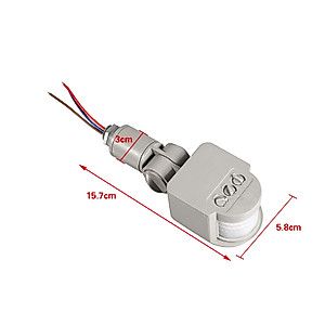 FTVOGUE Outdoor 90~250V 180 Degree Infrared PIR Motion Sensor Detector Wall Light Switch Gray