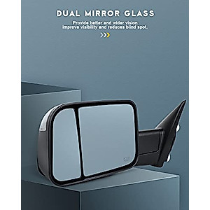 OCPTY Tow Mirrors Power Heated Left Driver Right Passenger Side Towing Mirrors Fit for 2009-2010 for DODGE for Ram 1500 2011-2016 for Ram 1500 2500 3500 with Turn Signal Puddle Light with Black