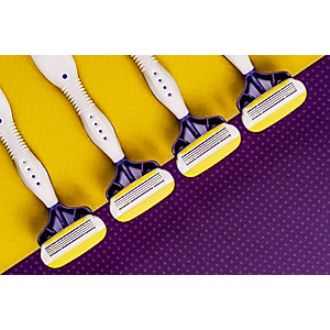 About Body Spa Shave 4-Blade Disposable Razors, Premium Disposable Shavers With Coconut Oil Moisture Pad, 4 Count