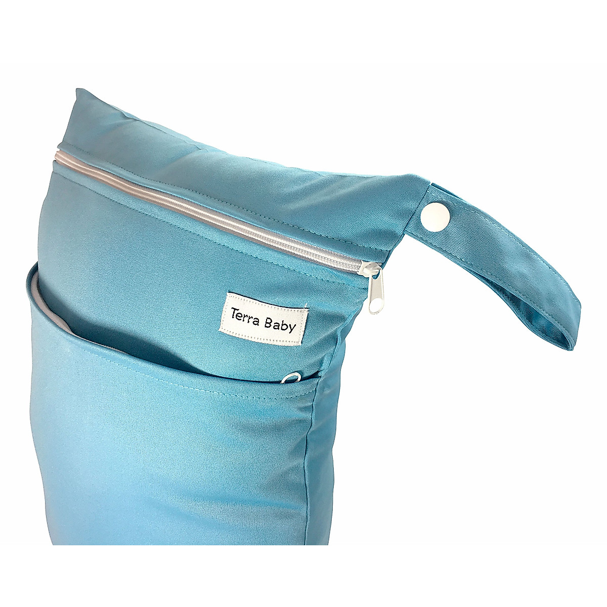 Baby Wet and Dry Bag for Diapers and Burp Cloths - Reusable and Washable (Blue)