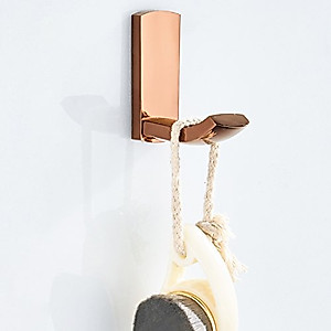 Aothpher 2 Pack Wall Mounted Copper Towel Robe Hook Bath Kitchen Heavy Duty,Rose Gold Polished