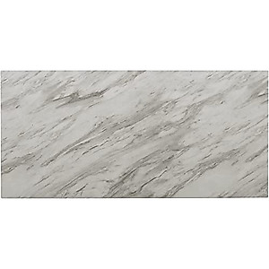 New Classic Furniture Celeste Faux Marble Writing Table Desk for Home Office, White/Gray with Black Base