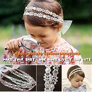 DANMY Baby Girl Super Elastic Headband,Cotton Lace Toddler Hair Band,Infant Soft Turban Hair Accessories Set