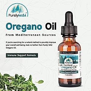 PURELY WILD Oregano Oil from Mediterranean Sources - Dr Cass Ingram’s Original Strength Immune Support Formula Oil of Oregano - Non GMO Wild Oregano Organic Oil 432 Total Servings - 1 fl oz
