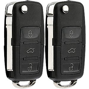 KeylessOption Keyless Entry Remote Control Car Uncut Blade Flip Key Fob for VW NBG010180T (Pack of 2)