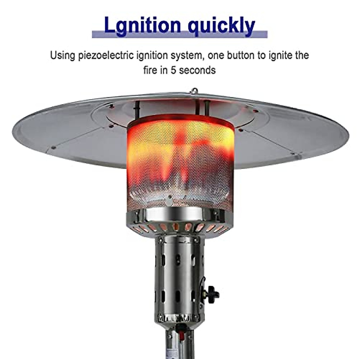 PIONOUS 6 Set of Silver Powerful 48,000 BTU Outdoor Standing Patio Heater with Wheels for Restaurant, Camping, Gardens, Homes, Hotel, Parties