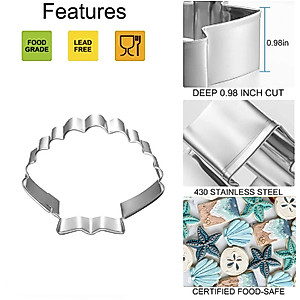 Q-BAKER Mermaid Cookie Cutters,Mermaid tail, Starfish, Seashell-Stainless Steel Holiday Cookie Cutters Shapes for Baking Gift