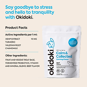 Okidoki Pets Calming Soft Chews for Dogs | Max Potency Hemp Extract |Balanced Mood & Behavior | Nervousness & Separation Anxiety Relief for Dogs | Dog Calming Treat with Hemp Oil - Pack of 1