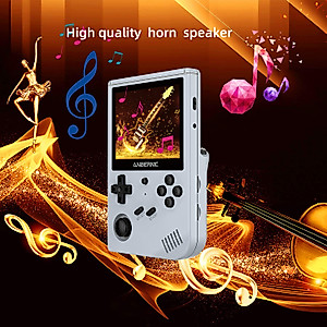 Grey Handheld Game Retro Console, 3.5 inch IPS Screen Portable Game Console with 64G TF Card Preinstalled with 5000+ Classic Game Gameboy Handheld