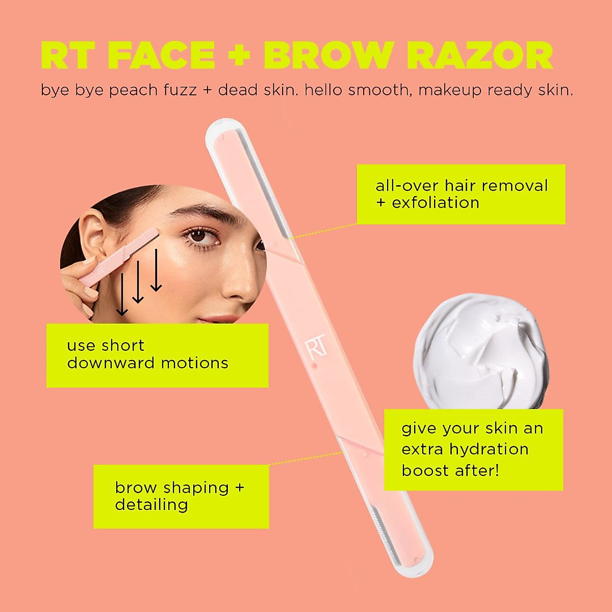 Real Techniques Face and Brow Razors, Dual Ended, Exfoliating Dermaplaning, Women's Face Razor, Multipurpose Facial Razors, Precision Trimming for Peach Fuzz, Dermablading, Multiuse, 3 Piece Set