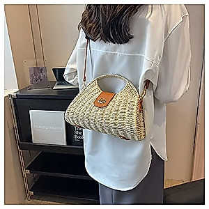 EDIWER Women’s Straw Beach Bag Beach Tote Purse Rattan Crossbody Bag Daily Top Handle Satchel Handbag Shoulder Bag for Summer