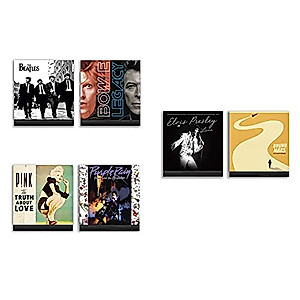 Crutello 6 Pack Vinyl Record Display Shelf - Black Wooden Wall Mounted Record Holder Shelf - Pack of 6