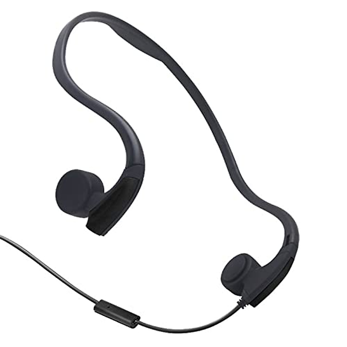 GZCRDZ Bone Conduction Wired Headphones with Noise Cancelling Mic 3.5mm Connector Sweat Resistant Headphones for Cycling Running and Other Sports (Black)