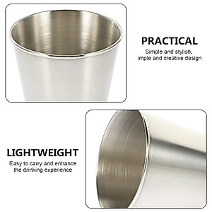 STOBOK 6PCS 2 Ounce Shot Glasses Stainless Steel Shot Cups Glass Drinking Tumbler for Whiskey (70ml)
