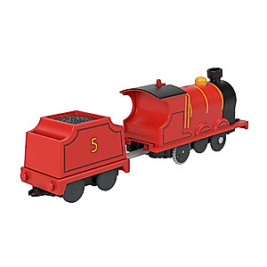 Thomas & Friends Motorized Toy Train James Battery-Powered Engine with Tender for Pretend Play Preschool Kids Ages 3+ Years
