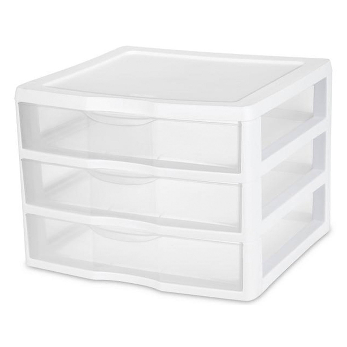 Sterilite 3-Drawer Organizer - ClearView Wide 2093 (White / Clear) (10.25"H x 14.5"W x 14.25"D)