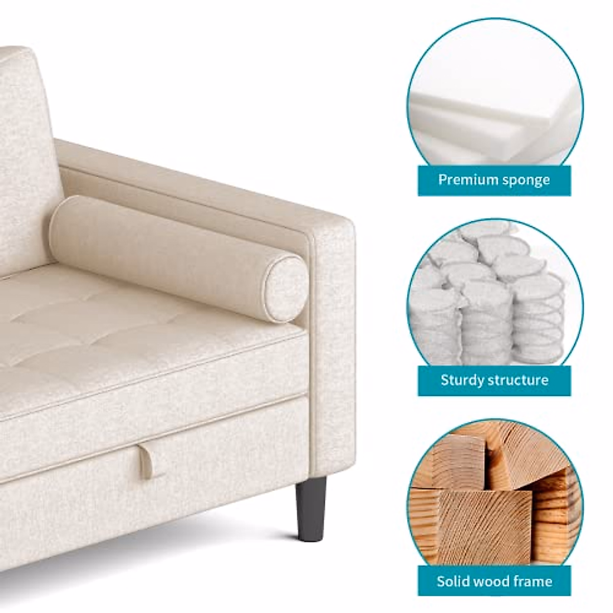 BALUS Convertible Sofa Bed, Upholstered Loveseat Futon Sofa Bed, Reversible Sleeper Sofa Bed with Cushion, Linen Fabric 2 in1 Pull Out Couch Bed for Living Room Apartment Office Bedroom Small Places