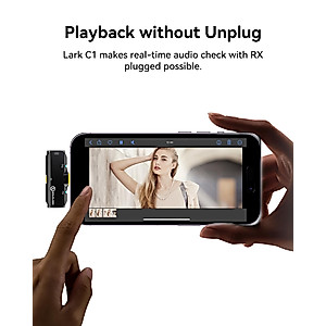 Hollyland Lark C1 Wireless Lavalier Microphone for iPhone, MFi Certified, Plug and Play, Noise Cancelling Lapel Mic with 656ft Transmission, 32H Working Time, Compatible with iPhone, iPad-Black
