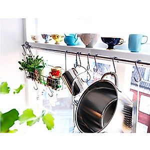 Ikea Steel Kitchen Organizer Set, 2 Rails and 20 Hooks, Silver