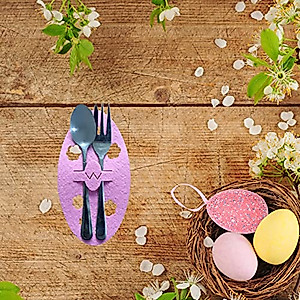 DOITOOL 12pcs Table Holder Storage Holders Dining Bag Decor Decorations Bunny Lovely Designed Cap Suit Flatware Pouches Adornments Wrapping Egg Festival Wedding Knife Spring Covers Cover