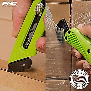 Pacific Handy Cutter S5L Safety Cutter, Left Handed Retractable Utility Knife, Ergonomic Film Cutter, Bladeless Tape Splitter, Steel Guard, Safety, Damage Protection, Warehouse & In-Store Cutting, Red, 1 EA