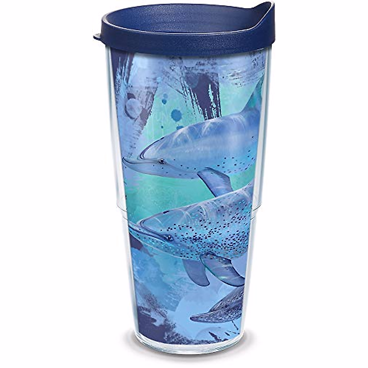 Tervis 1316315 Guy Harvey - Mirage Dolphins Insulated Tumbler with Wrap and Lid, 24 oz - Tritan, Clear