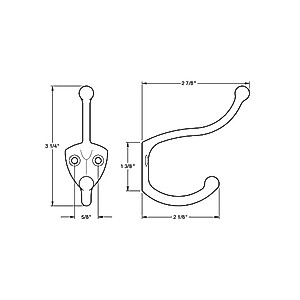 Deltana CAHH3U3-UNL Coat & Hat Hook44; Unlacquered Bright Brass - Solid Brass