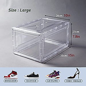 BBYB Shoe Box,Drop Front Shoe Box,Clear Plastic Stackable Storage Bins,Magnetic Transparent Door Clear Storage Bins 3pack (Large, D-Clear)