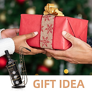 Tooarts Saxophone Free StandingTabletop Wine Racks, Creative Metal Wine Bottle Holder, Collectible Figurines Wine Shelf Gifts for Wine Lovers, Home Interior Kitchen Bar Decorations