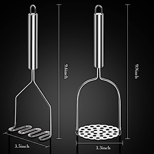 Potato Masher, Sopito 2 Pack Stainless Steel Integrated Masher Kitchen Tool Food Masher for Potatoes, Vegetables, Berries， Fruits, Baby Food, Avocado