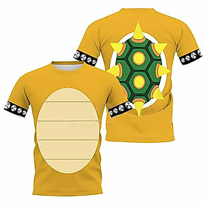 Super Brothers Peach Princess Luigis Bowser Summer Round-Neck Printed T-Shirt for Unisex Adults Teens