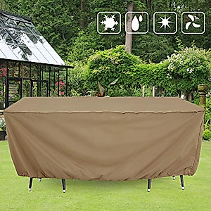 Tempera Retangle Patio Furniture Cover, Outdoor Table Covers Waterproof, Heavy Duty Deck Furniture Covers for Winter, 108''L x 82''W x 27.8''H,Taupe