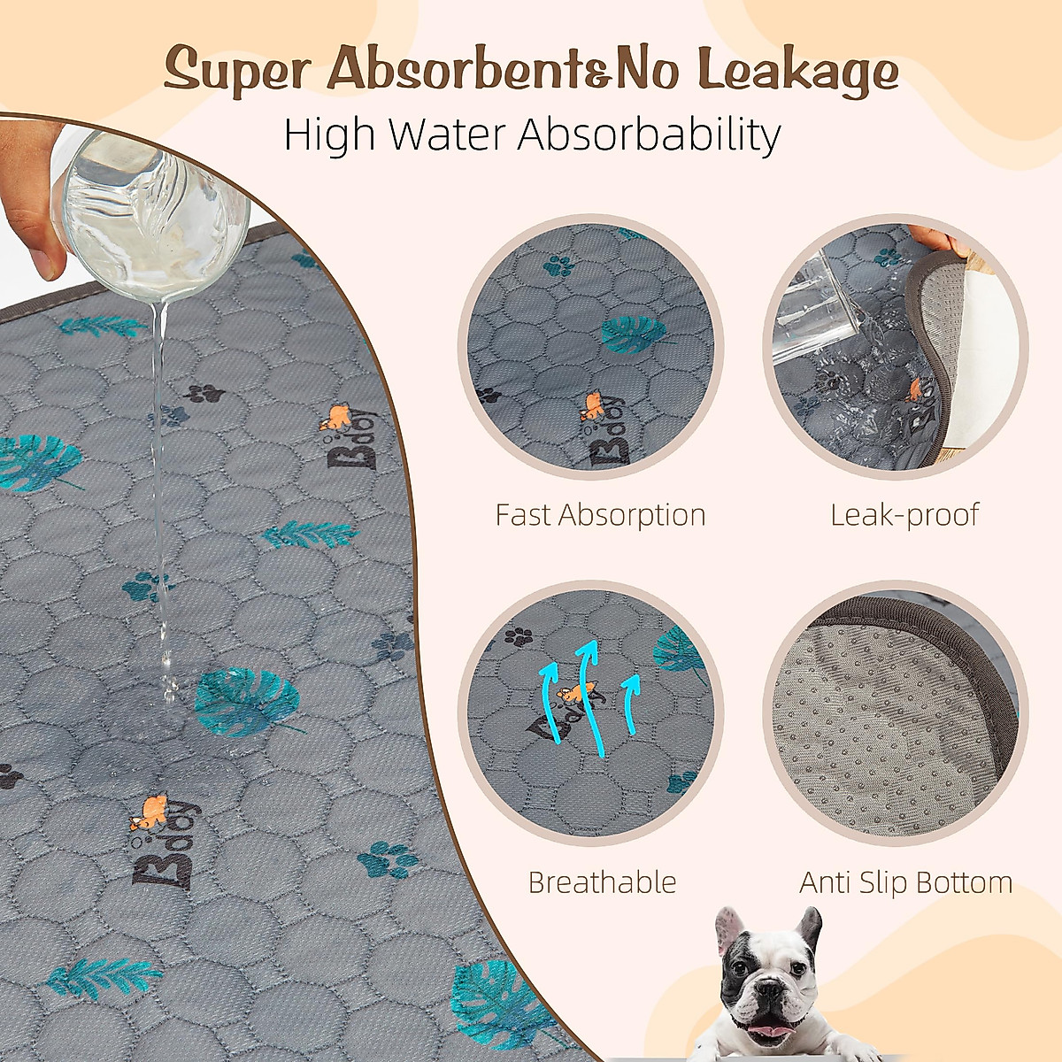 Bregdosy Super Absorbent Washable Pee Pads for Dogs Large 31"x24",2Pack Reusable Dog Pee Pads, Non-Slip and Leak-Proof Potty Pads,Puppy Pads Pet Training Pads for Whelping,Potty Training…