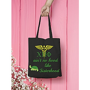 VAMSII Chi Eta Phi Sorority Tote Bag Sorority Sister Gifts Ain't no Hood like Sisterhood Bag Paraphernalia Sorority Gifts(like Sisterhood tote)