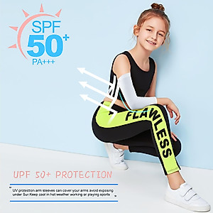 Luwint Kids Arm Sleeves 2 Pairs | UPF 50+ UV Cooling Sun Protection for Boys Girls 4-12 Years - Sports, Outdoor, Football