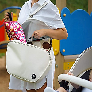 Rolin Roly 2 Pack Bottle Cooler Bag Baby Bottle Organizer with Strap Baby Thermal Insulated Bags Portable Multipurpose Breastmilk Tote 8 x 8 x 24cm (Love + wave)