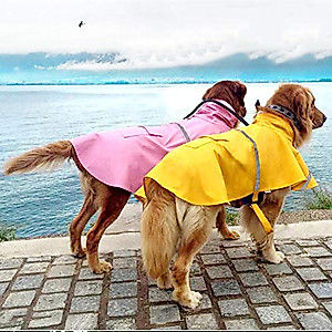 LOVEPET Pet Raincoat Dog Raincoat Labrador Large and Medium Dogs Reflective Waterproof and Snowproof Big Dog Clothes Yellow XS