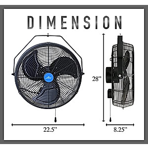 iLiving 18" Wall Mounted Variable Speed Indoor/Outdoor Weatherproof Fan, Industrial grade for Patio, Greenhouse, Garage, Workshop, and Loading Dock, 6360 CFM, Black