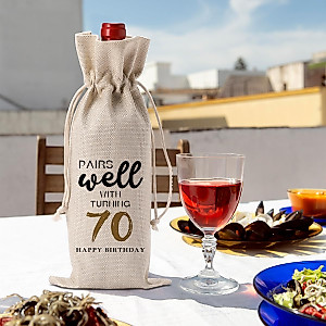70th Birthday Gifts for Women Men, Gifts for 70 Year Old Woman Grandparents Wine Gift Bag, Wine Accessories Gifts Anniversary, 1964 Birthday Decorations Wine Bag Wine Bags for Wine Bottles Gifts