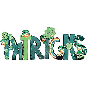 Happy St. Patrick's Wooden Screen Sign - hinged, Wood and Hand Painted - Shamrocks, Leprechauns, and Rainbows - St. Patrick's Day Tabletop Home Decor