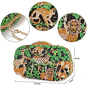 Rhinestone Crystal Evening Clutch Bag Animal Pattern Designer Purses for Women