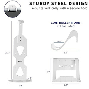 VIVO Steel Wall Mount Bracket Designed for PS5 Gaming Console, Vertical Display for Playstation 5, Open Design, 2 Controller Mounts, White, MOUNT-PS5W